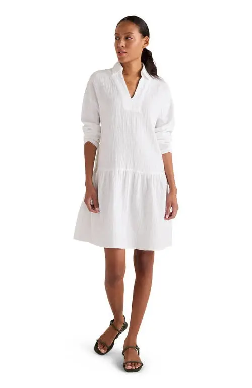 HAVEN WELL WITHIN Textured Cotton Gauze Drop Waist Dress - White