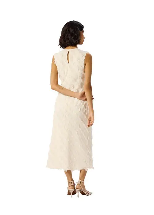 Whistles Fringe Textured Midi Dress