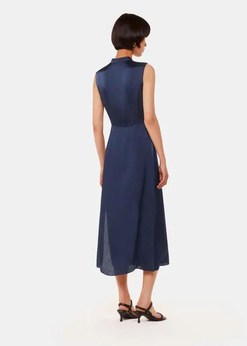 Whistles Aria Satin Sleeveless Midi Dress