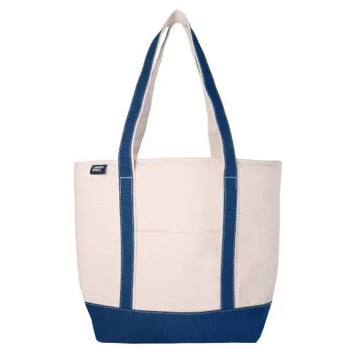 LANDS' END Insulated Tote Bag With Zip Closure, Large Cooler Bag For Travel, Pool - Navy