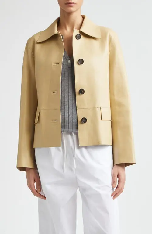 TOTEME Bonded Lambskin Leather Jacket - Chai