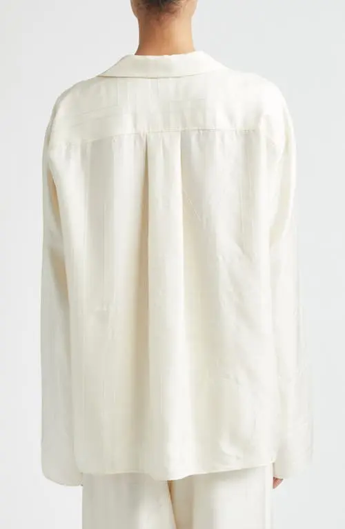 TOTEME Monogram Embroidered Organic Silk Pajama Top