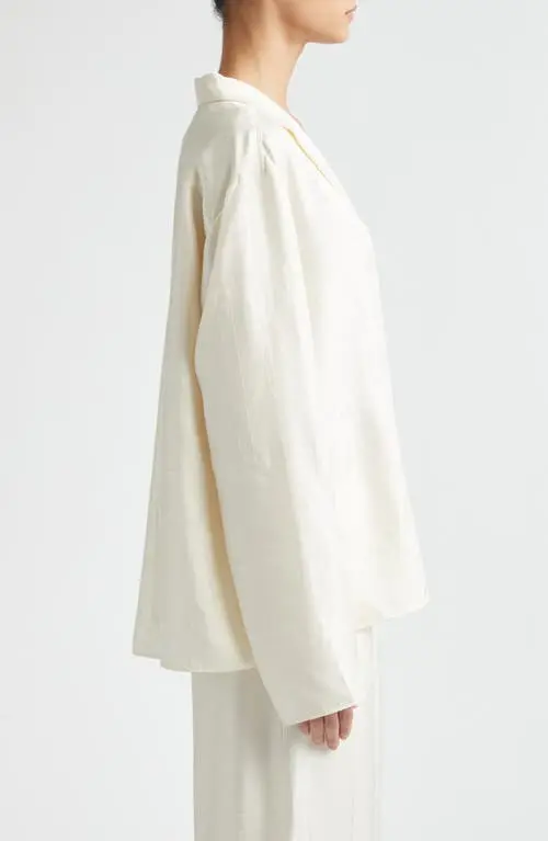 TOTEME Monogram Embroidered Organic Silk Pajama Top