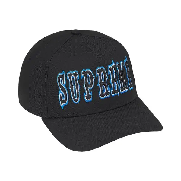 Supreme Gothic Outline Adjustable New Era Cap - Black