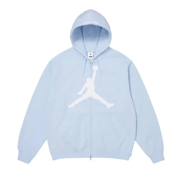 Supreme X Jordan Zip Up Hooded Sweatshirt - Blue