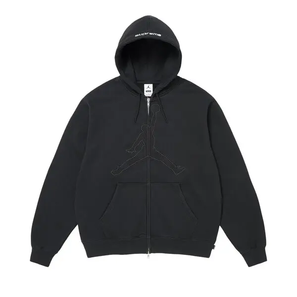 Supreme X Jordan Zip Up Hooded Sweatshirt - Black