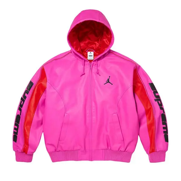 Supreme X Jordan Hooded Leather Jacket