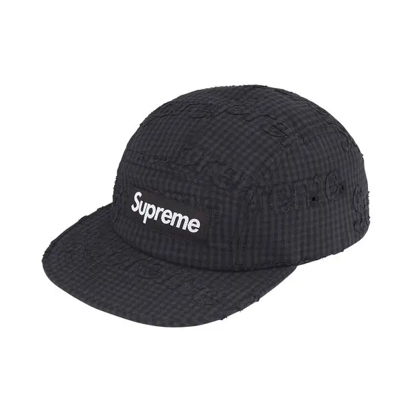 Supreme Monogram Gingham Camp Cap - Black