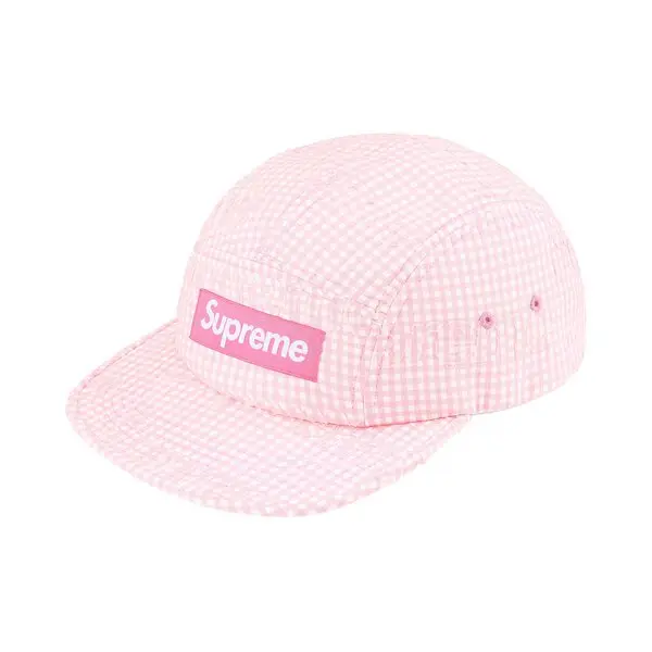 Supreme Monogram Gingham Camp Cap - Pink