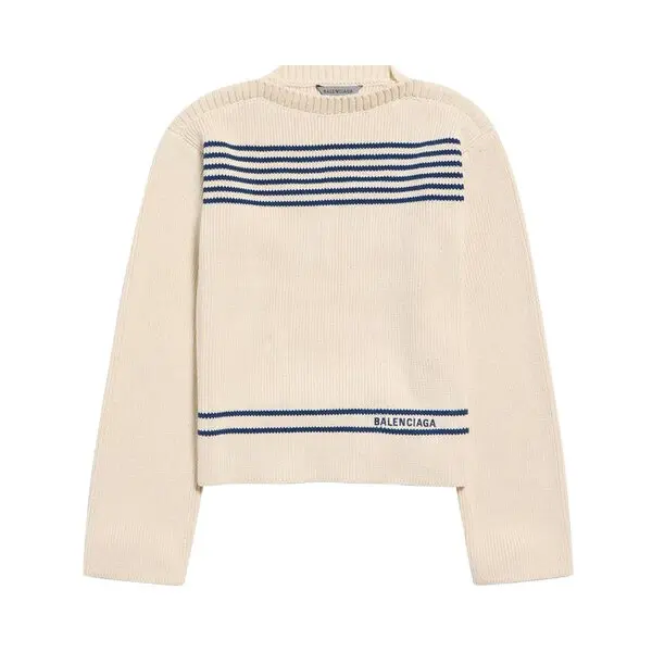 Balenciaga Boatneck Sweater 'navy/white