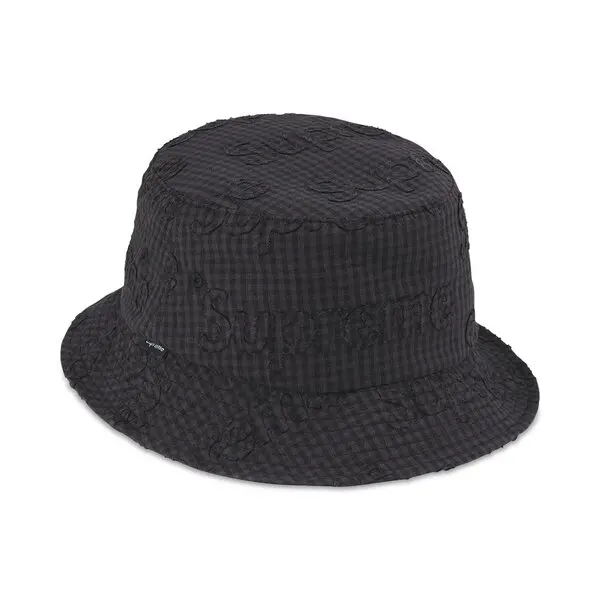 Supreme Monogram Gingham Crusher Hat - Black