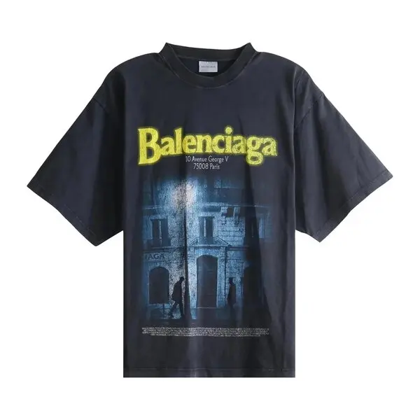 Balenciaga Oversized Fit Graphic T-shirt - Black