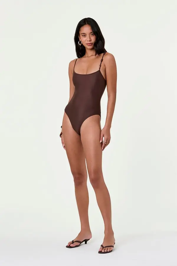 NICHOLAS Dione One-piece Suit With Chain Detail - Espresso