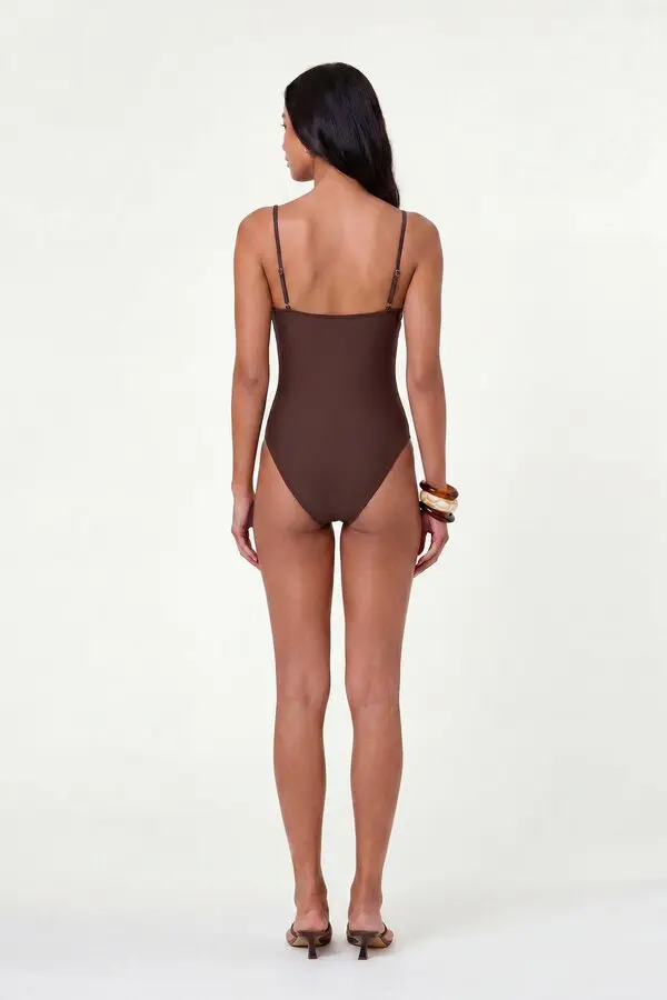 NICHOLAS Dione One-piece Suit With Chain Detail - Espresso