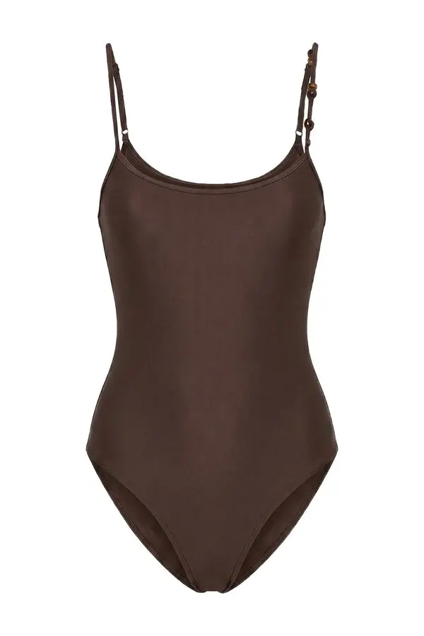 NICHOLAS Dione One-piece Suit With Chain Detail - Espresso