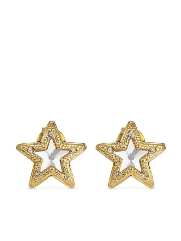 JIMMY CHOO Gold-finish Metal Jc Star Stud Earrings With Swarovski Crys - Metallic