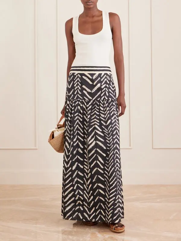 Johanna Ortiz Printed Cotton Maxi Skirt
