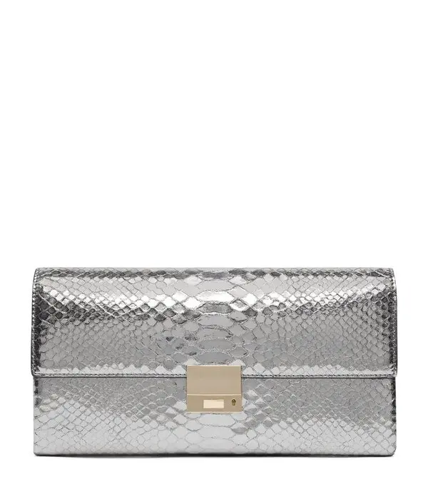 TOM FORD Large Laminated Leather Clutch Bag - Silver