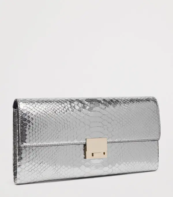 TOM FORD Large Laminated Leather Clutch Bag - Silver