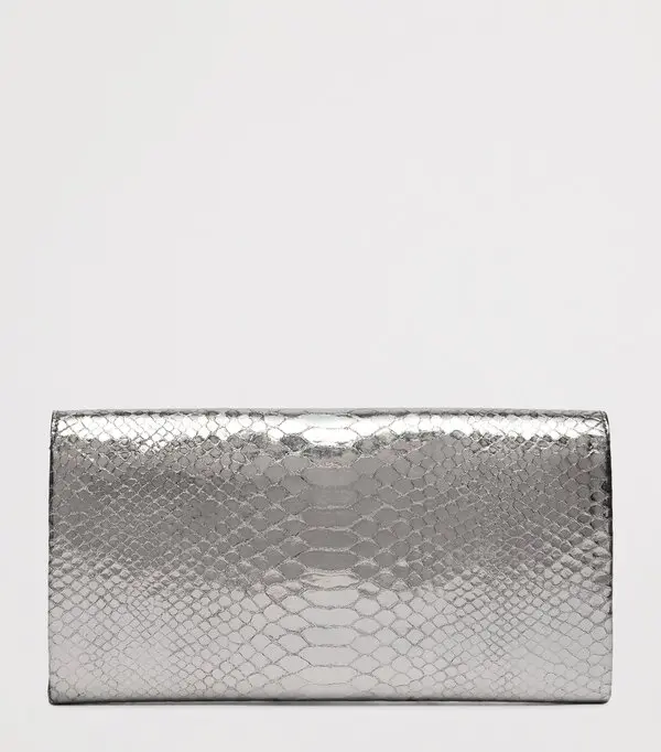 TOM FORD Large Laminated Leather Clutch Bag - Silver