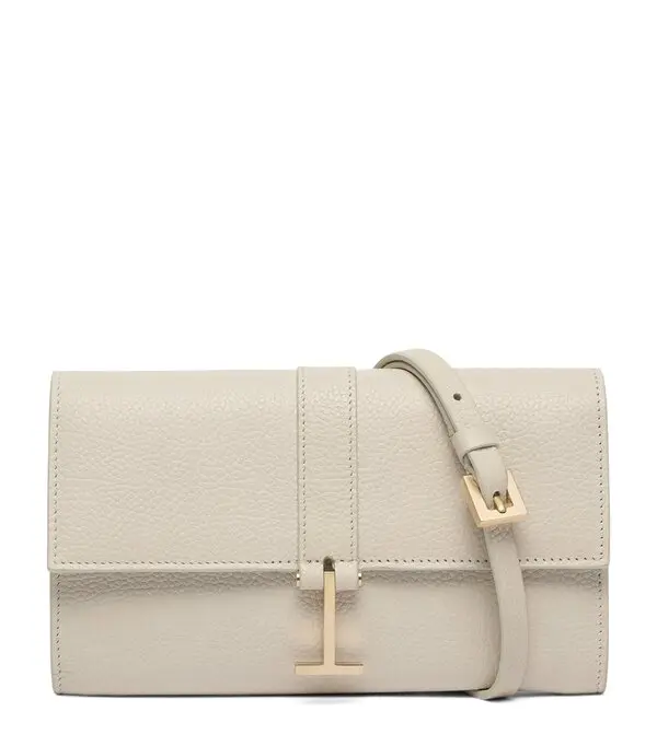TOM FORD Leather Wallet With Strap - Grey