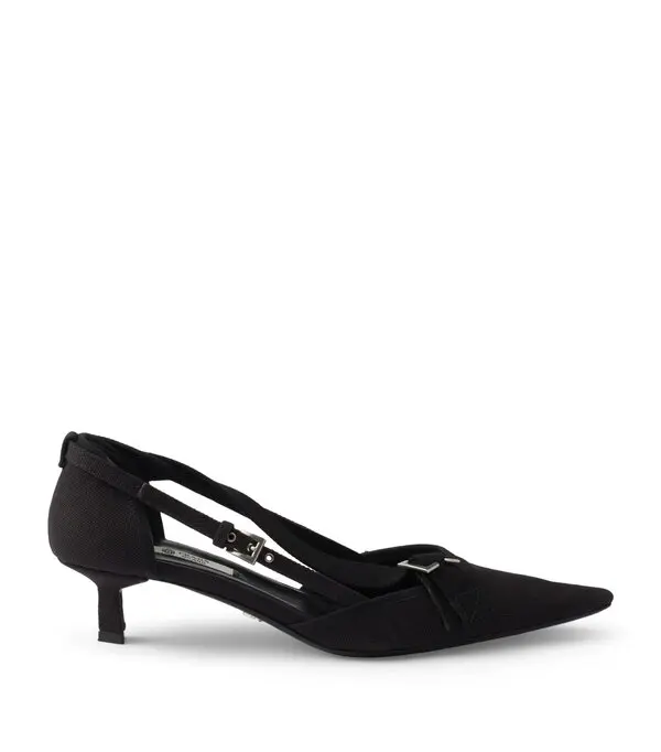 Prada Canvas Buckle Detail Pumps 45 - Black