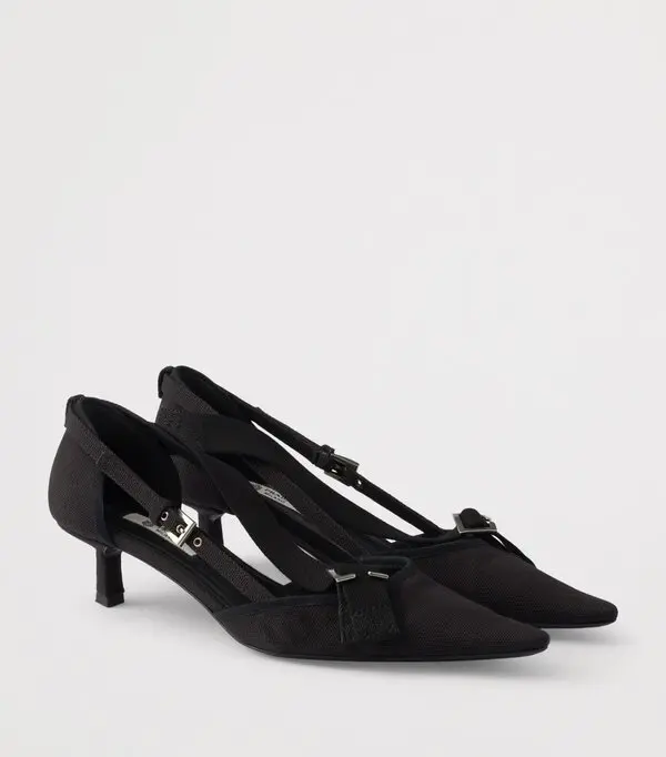 Prada Canvas Buckle Detail Pumps 45 - Black