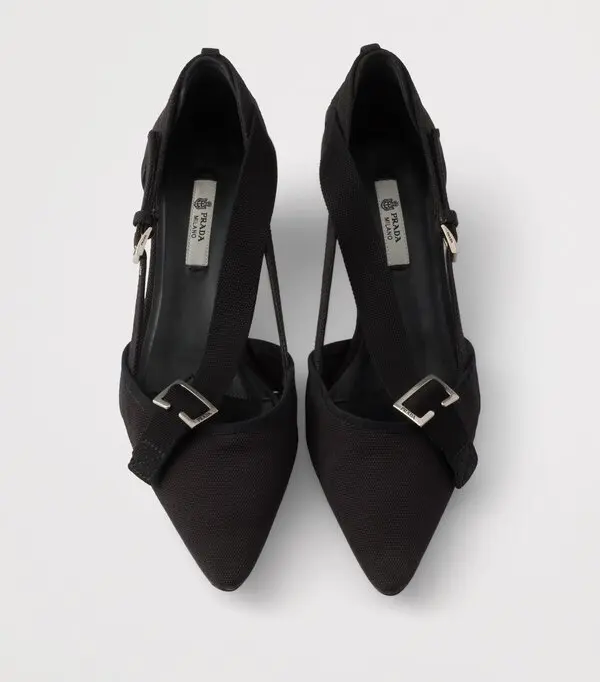 Prada Canvas Buckle Detail Pumps 45 - Black