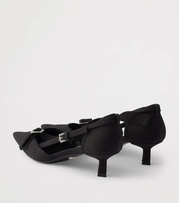 Prada Canvas Buckle Detail Pumps 45 - Black