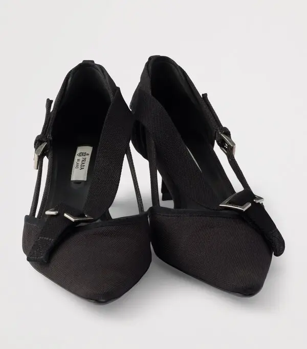 Prada Canvas Buckle Detail Pumps 45 - Black