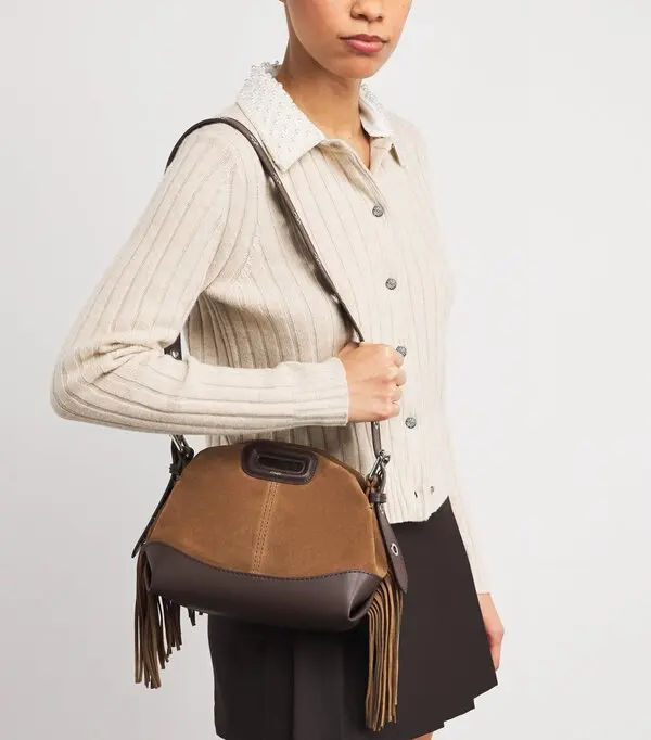 Maje Miss M" Suede And Leather Top Handle Bag