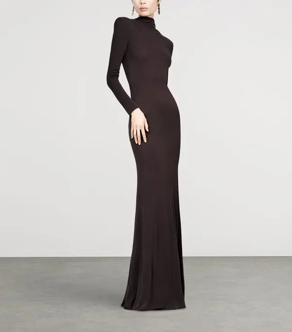 TOM FORD Knitted Back Cut-out Maxi Dress - Brown