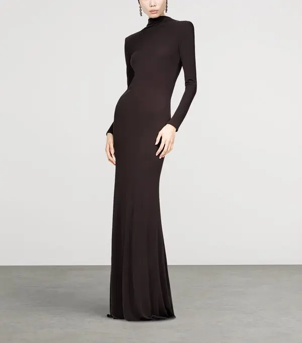 TOM FORD Knitted Back Cut-out Maxi Dress - Brown