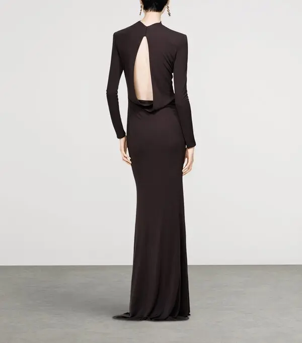 TOM FORD Knitted Back Cut-out Maxi Dress - Brown