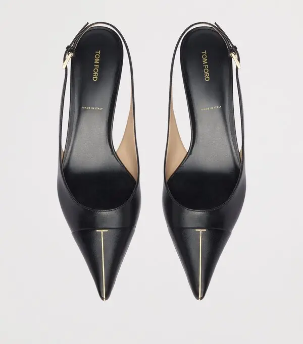 TOM FORD Goat Leather Slingback Pumps With T Hardware - Black