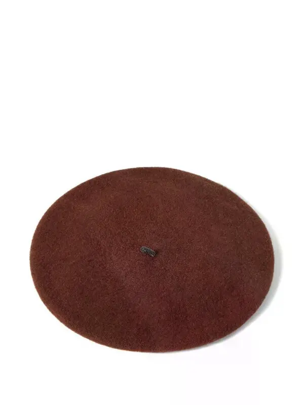 Brunello Cucinelli Wool Beret With Monili Decoration