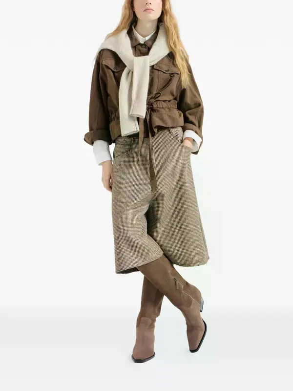Brunello Cucinelli Suede Boots With Embellished Heel