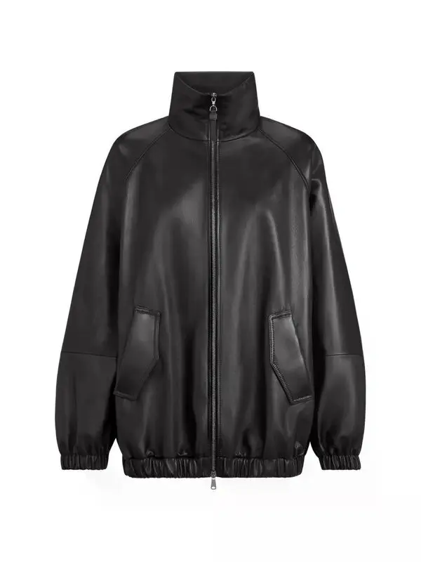 Brunello Cucinelli Nappa Leather Bomber Jacket With Monili - Black