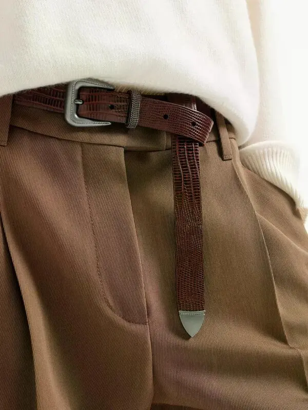 Brunello Cucinelli Lizard-effect Calfskin Belt