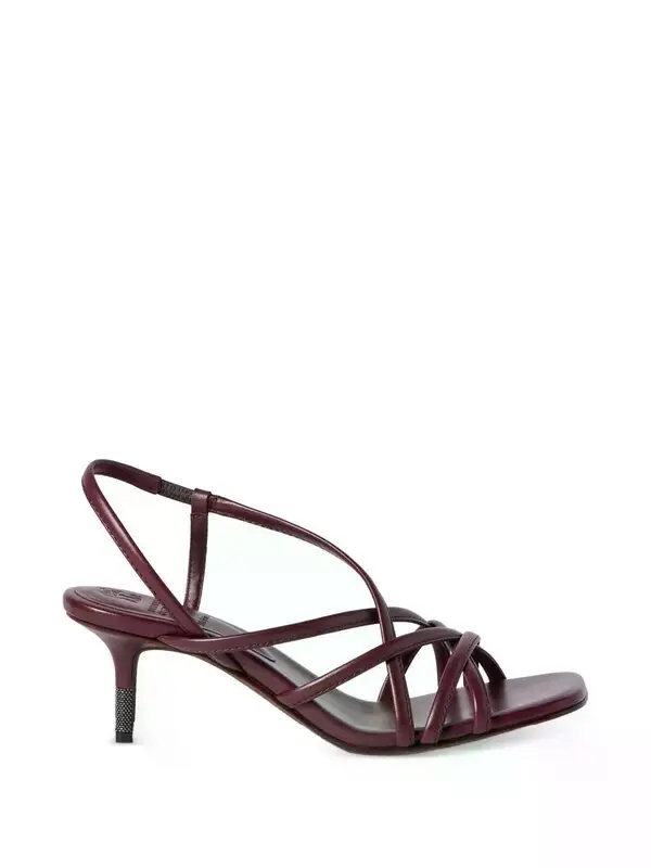 Brunello Cucinelli Calfskin City Heels With Monili Embellishment - Red