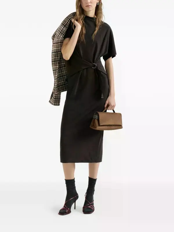 Brunello Cucinelli Calfskin City Heels With Monili Embellishment