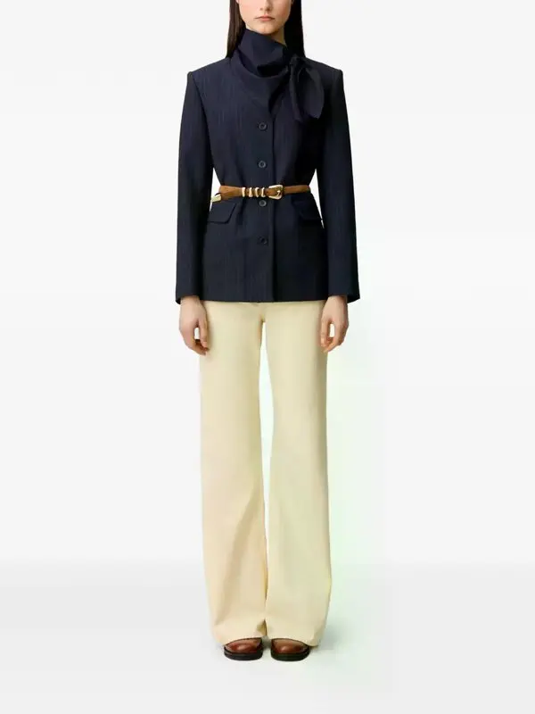 Claudie Pierlot Navy Pinstripe Blazer With Removable Scarf