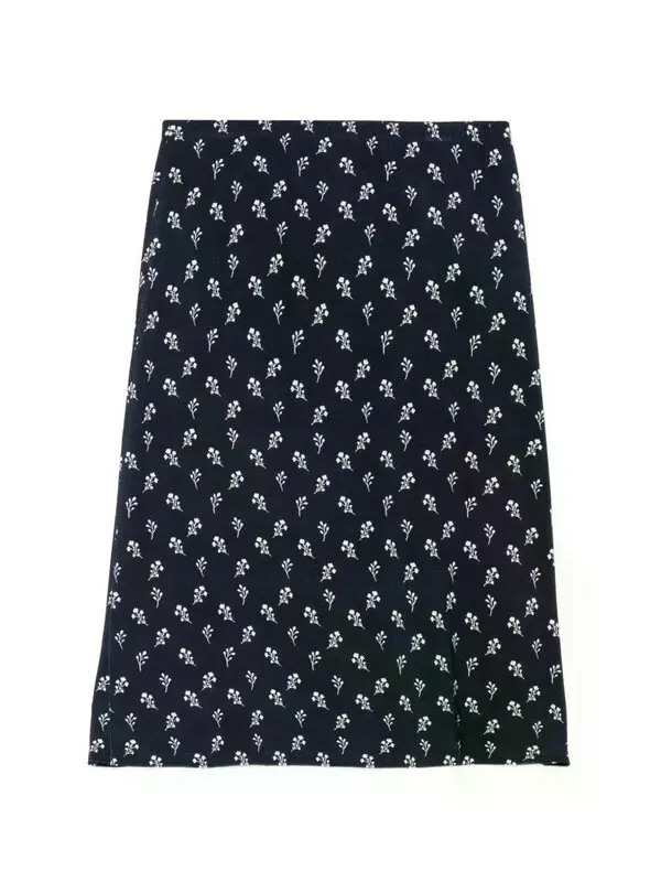 AGNES B. Floral Print Midi Skirt - Blue