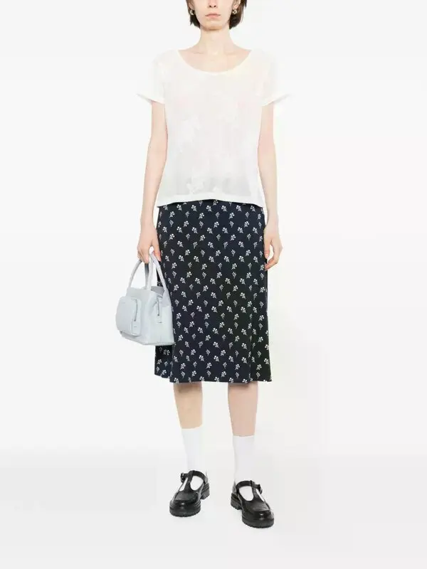 AGNES B. Floral Print Midi Skirt