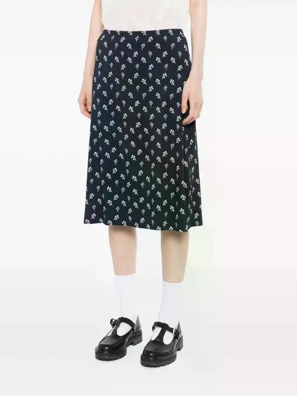 AGNES B. Floral Print Midi Skirt