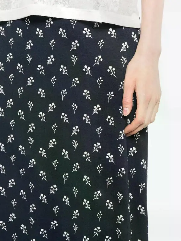 AGNES B. Floral Print Midi Skirt