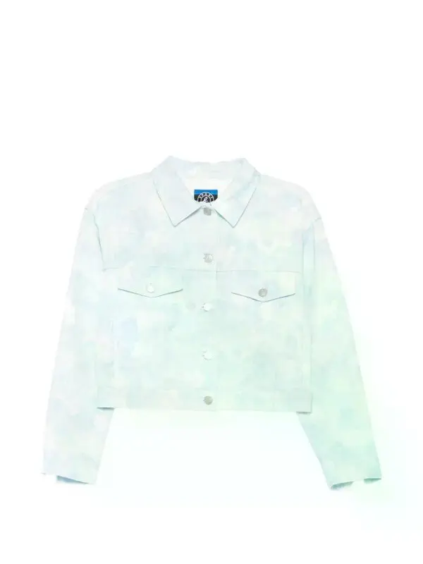 AGNES B. Floral Print Cotton Jacket - Blue