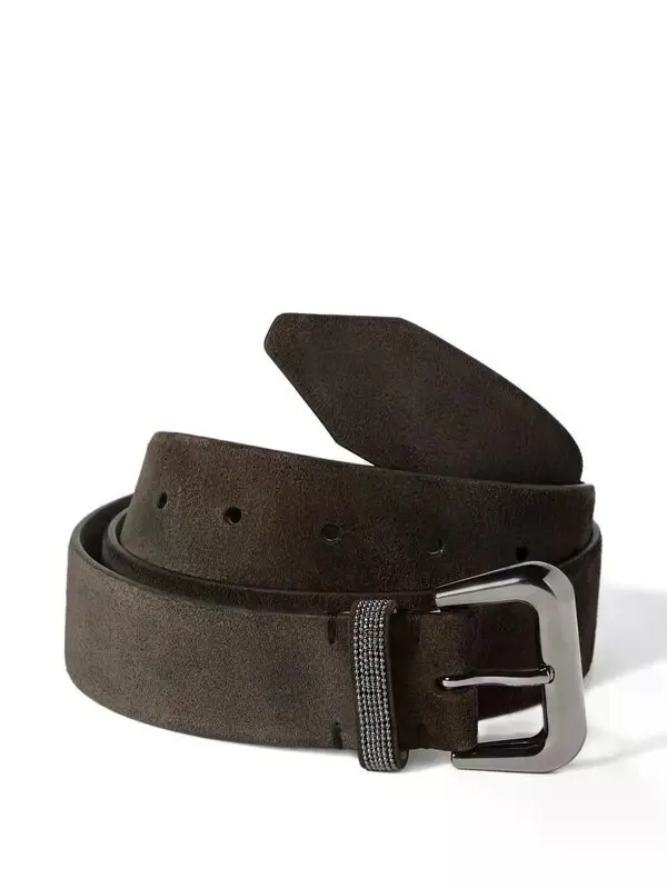 Brunello Cucinelli Suede Belt With Monili Embellished Buckle