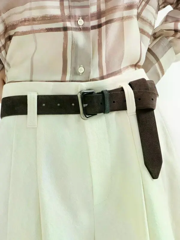 Brunello Cucinelli Suede Belt With Monili Embellished Buckle