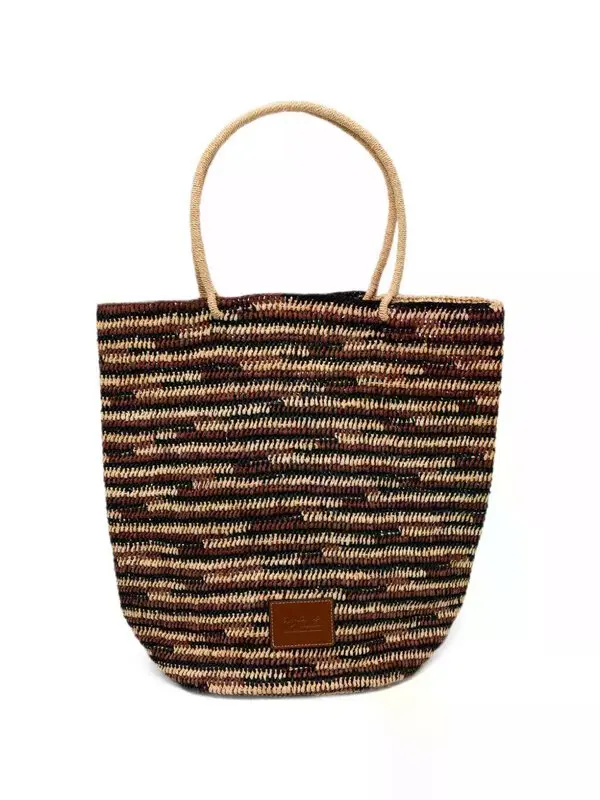 AGNES B. Raffia Tote Bag - Brown